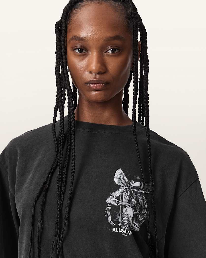 Seraph Amelie Oversized Graphic T-Shirt Washed Black | ALLSAINTS Canada